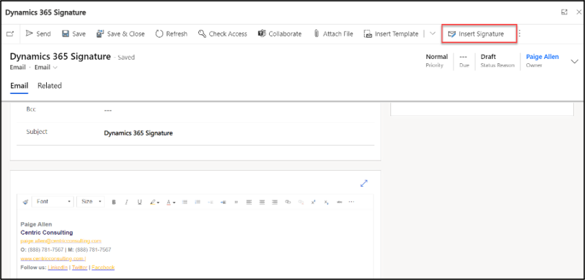 How To Create an Email Signature in Dynamics 365 Customer Engagement
