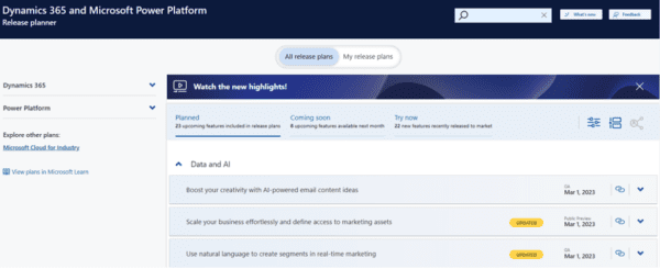The Dynamics 365 and Microsoft Power Platform Release Planner: 4 Benefits